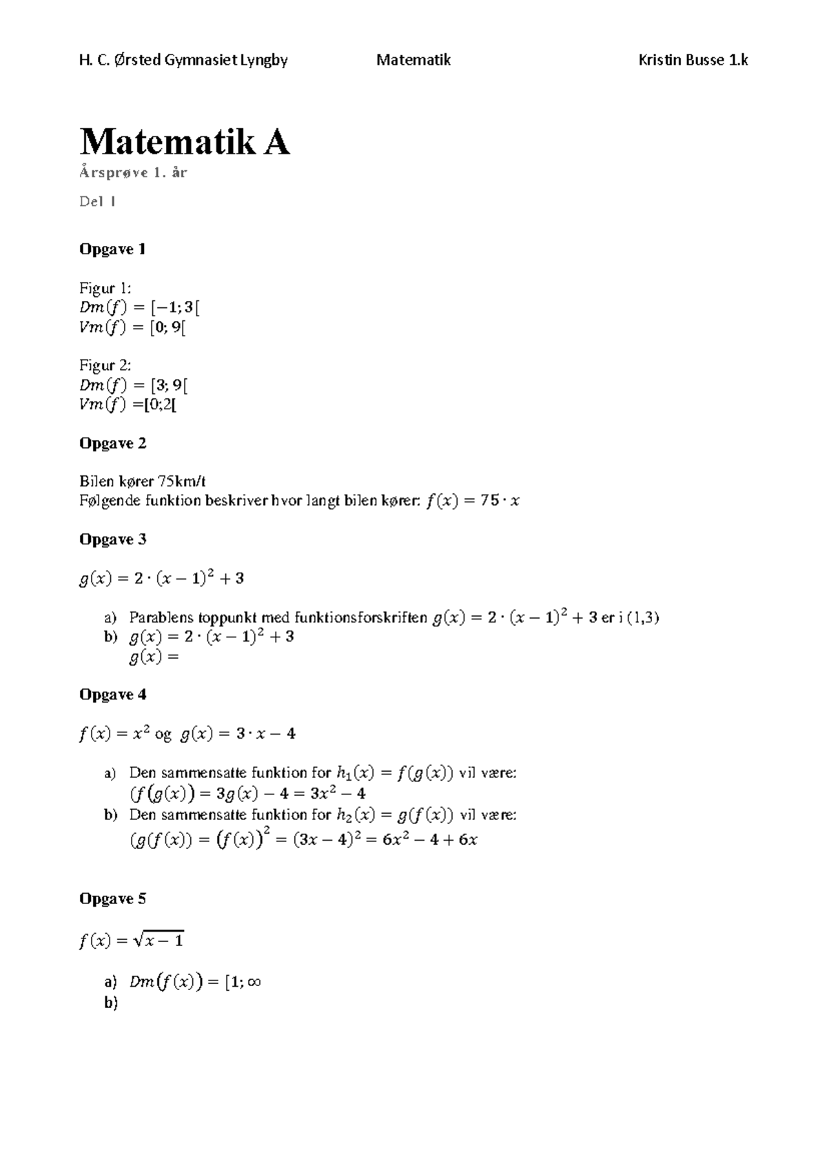 Matematik årsprøve del 1 - H. C. ÿrsted Gymnasiet Lyngby Matematik ...
