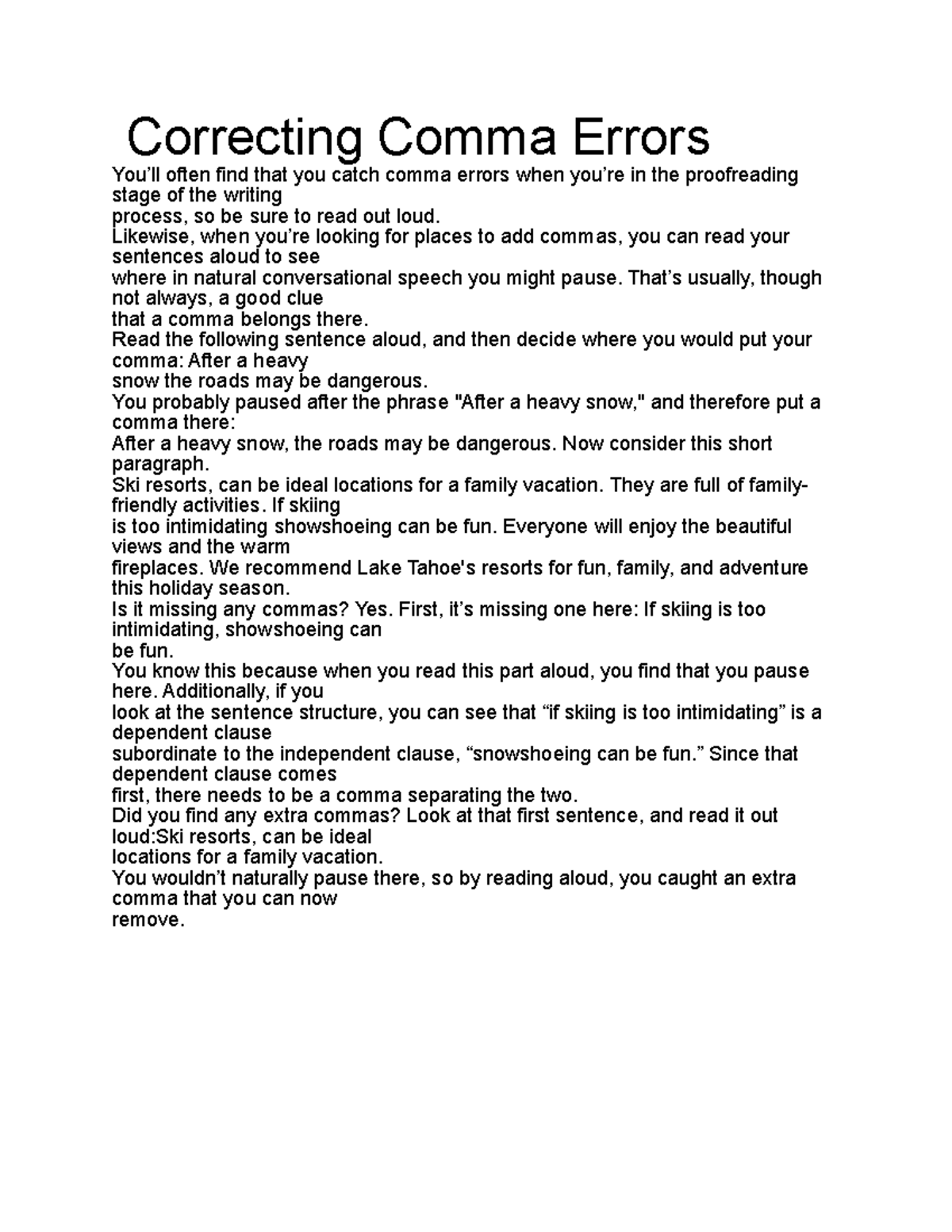 Correcting Comma Errors Correcting Comma Errors Youll Often Find That You Catch Comma Errors