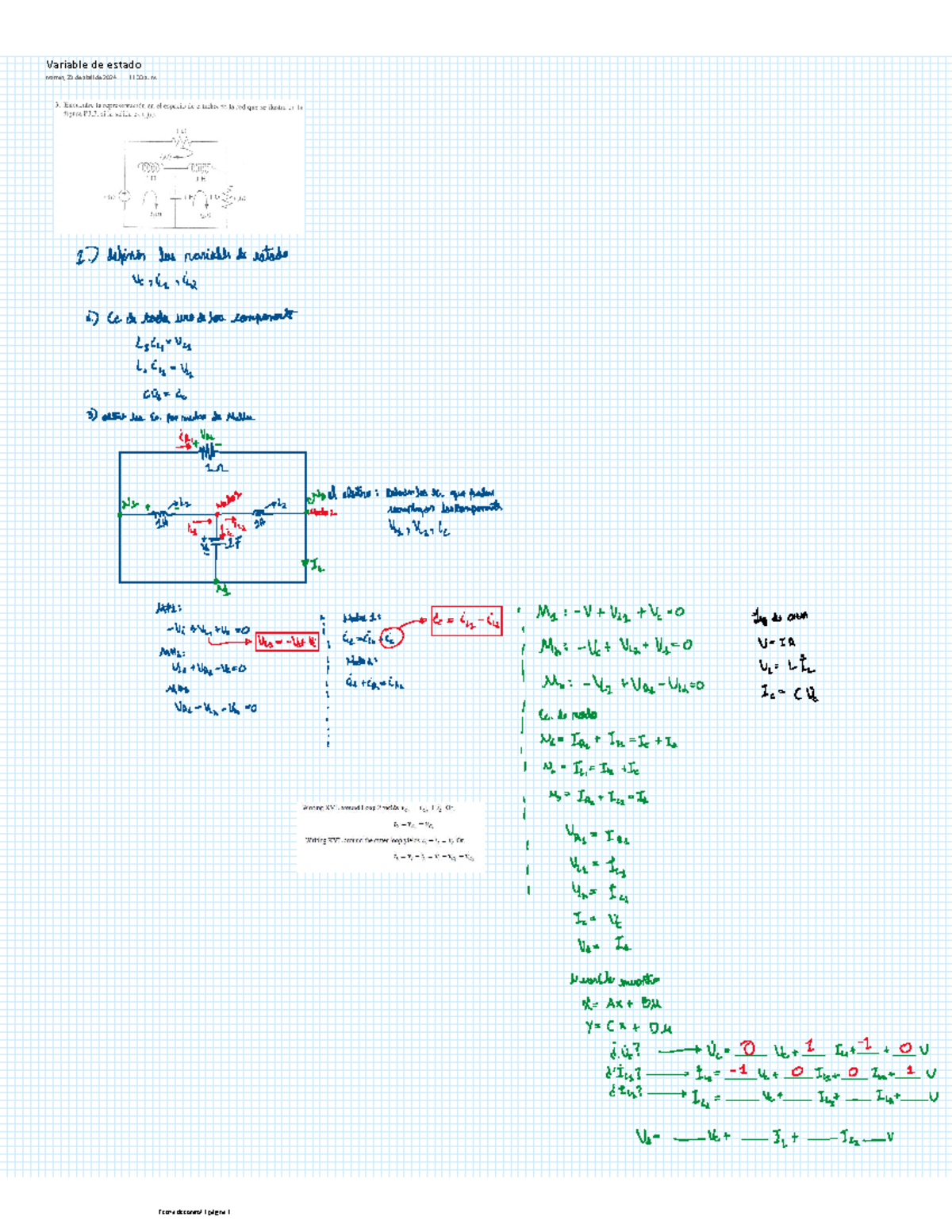 Modelado espacio de estados - Teoria De Control - Variable de estado ...