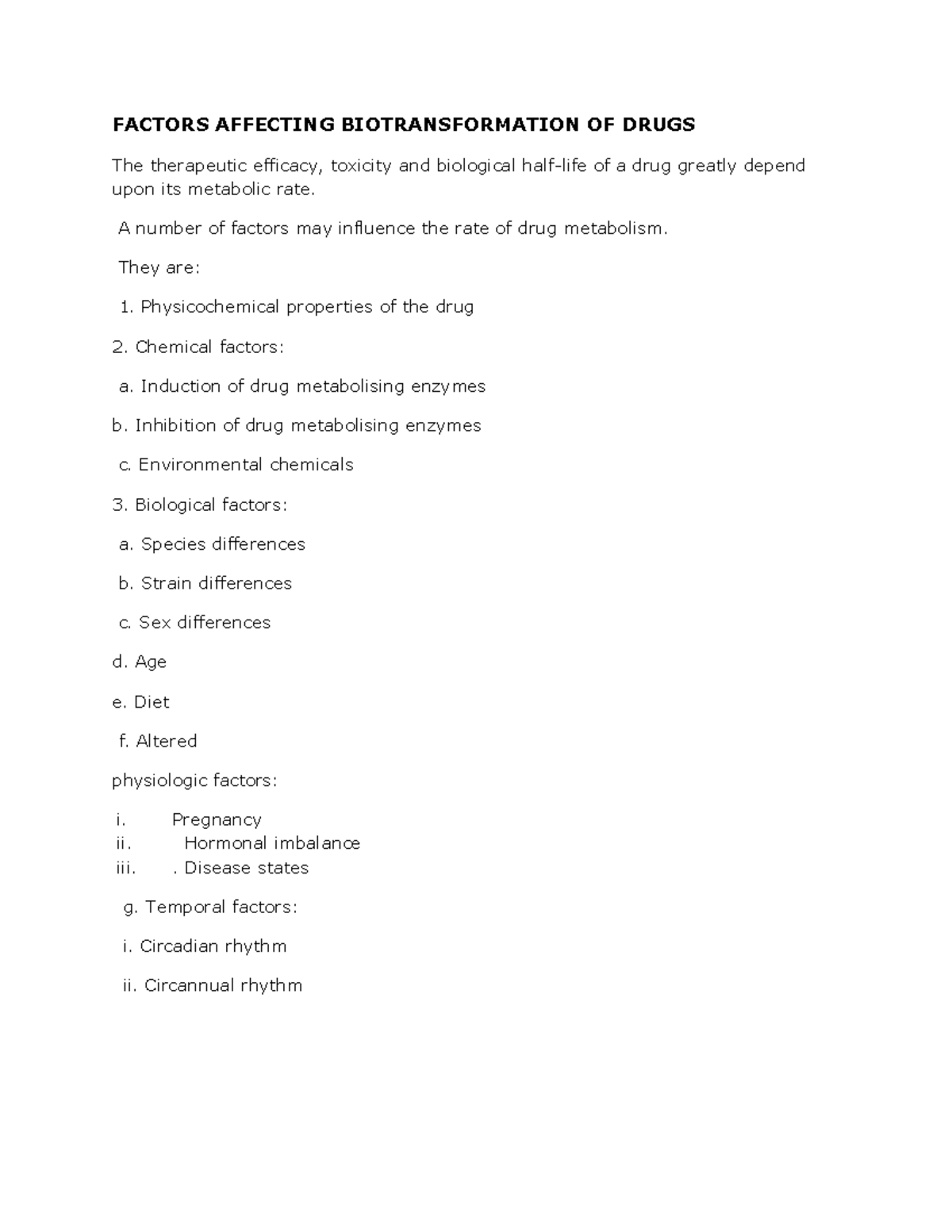 Factors Affecting Biotransformation OF Drugs - FACTORS AFFECTING ...