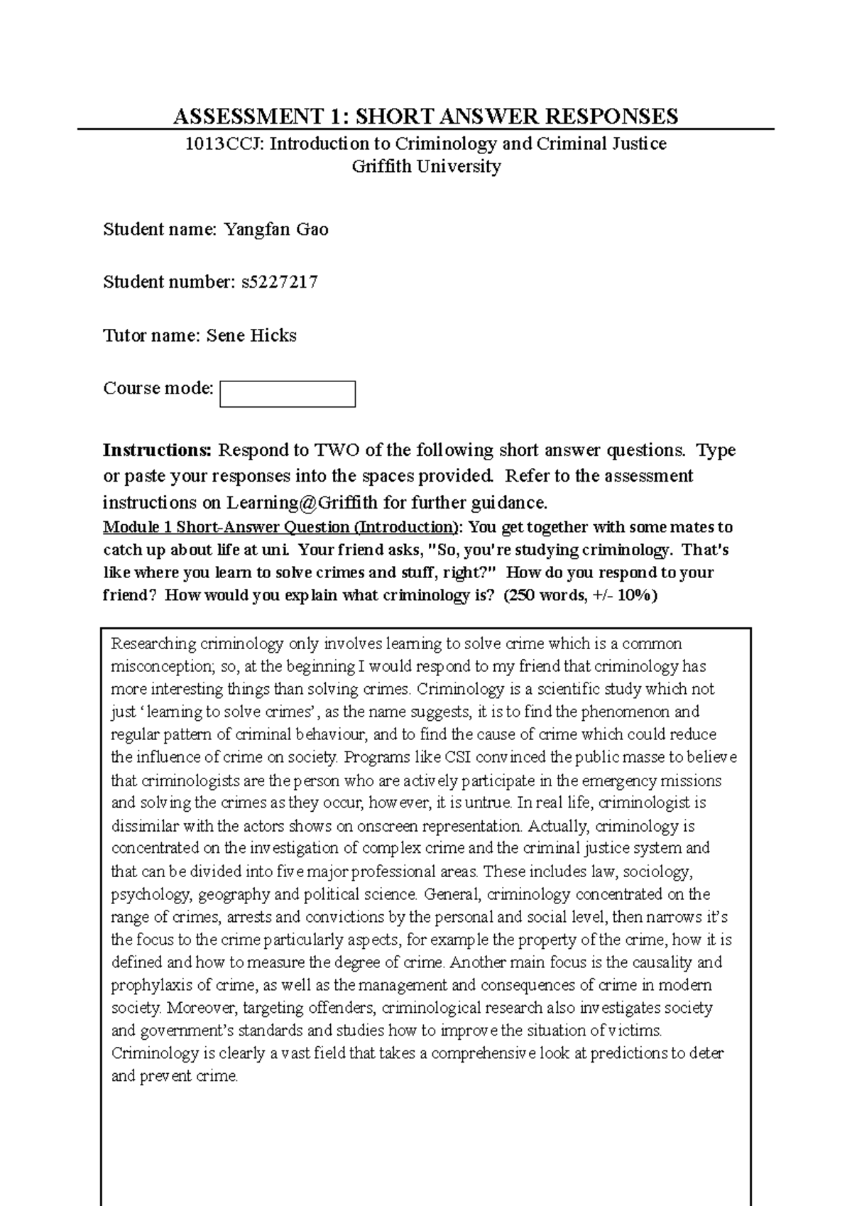 Yangfan Gao s5227217 Short-Answer(Modules 1-4) - ASSESSMENT 1: SHORT ...