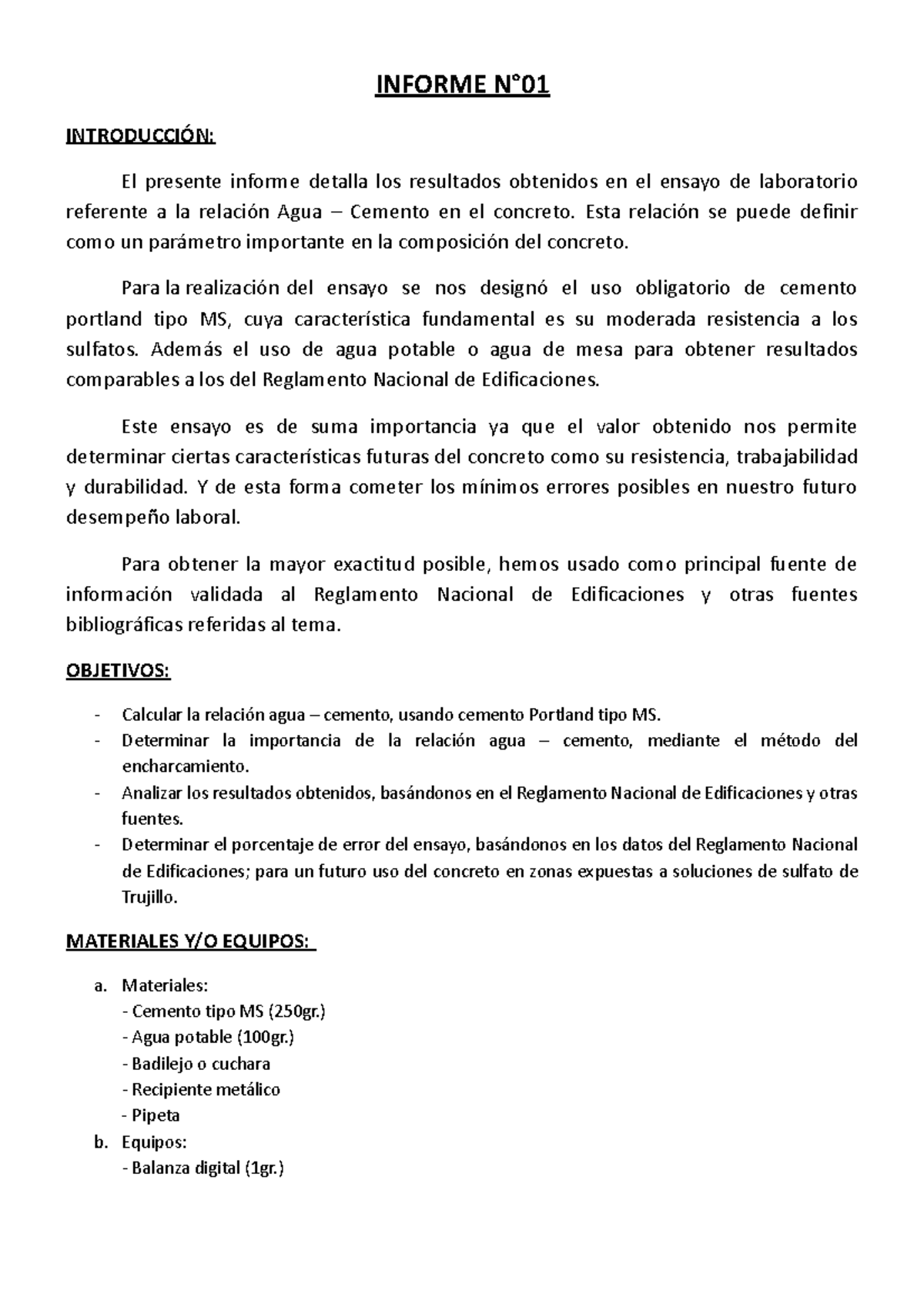 Informe N 01 Introduccion Informe N° IntroducciÓn El Presente
