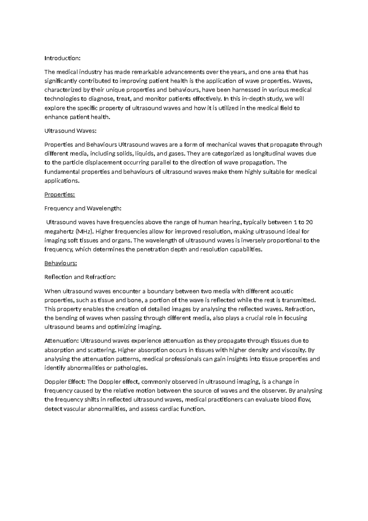 Phy DS - waves and thermodynamics - Introduction: The medical industry ...