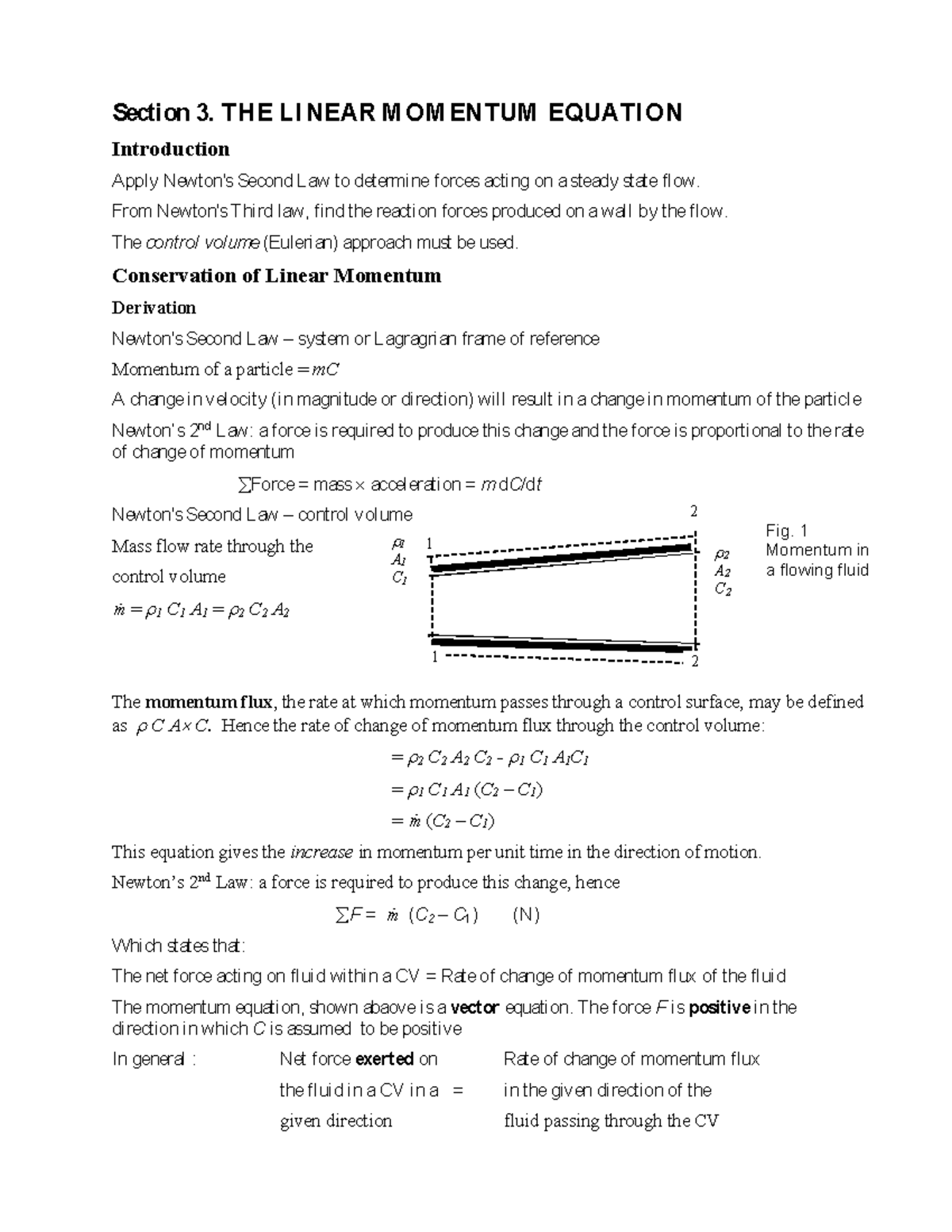 3a Force momentum-1 - Lecture notes 3 - Sect i on 3. THE LI NEAR M OM ...