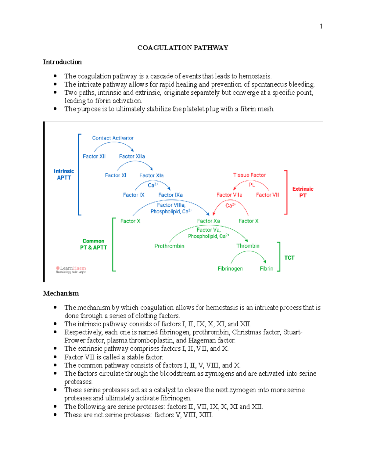 Coagulation Pathway - complete research. - 1 COAGULATION PATHWAY ...