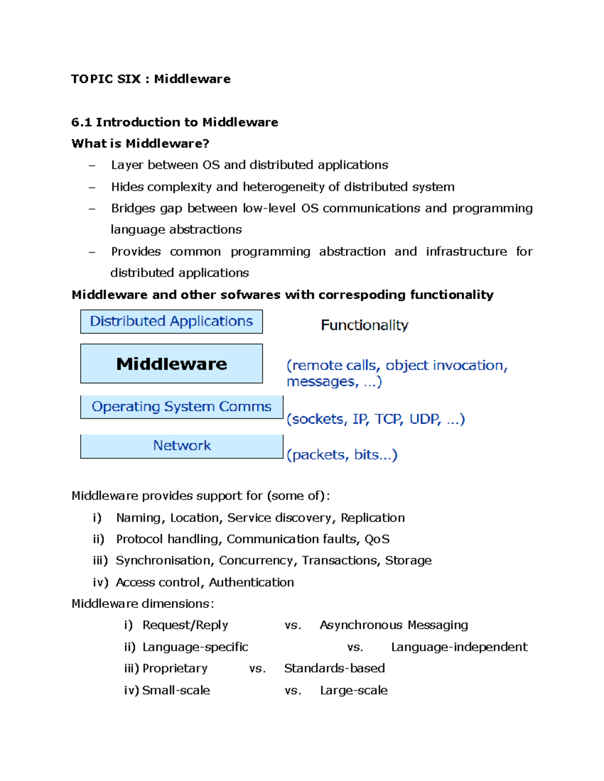 Topic SIX Middleware - TOPIC SIX : Middleware 6 Introduction to Middleware What is Middleware ...