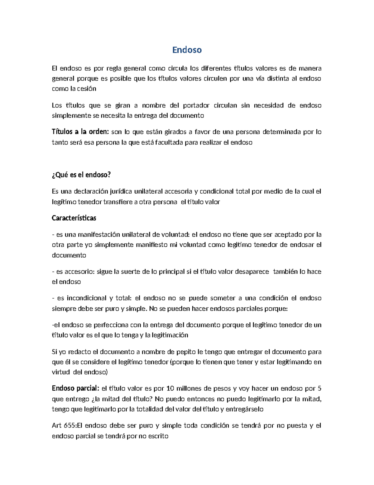 Endoso - Endoso El endoso es por regla general como circula los ...