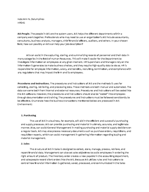 SAP - A Final Exam in Enterprise Planning in Essay Form - How are the ...