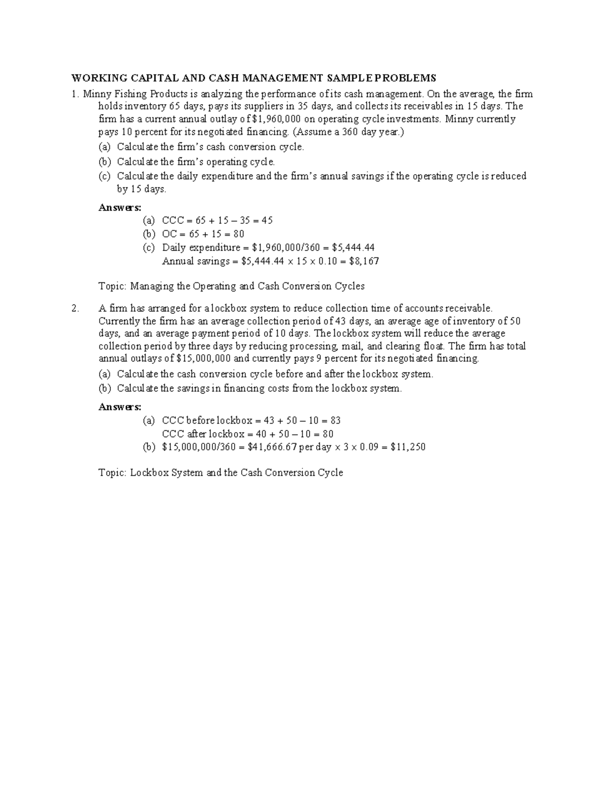 Working- Capital-AND-CASH- Management- Sample- Problems - WORKING ...