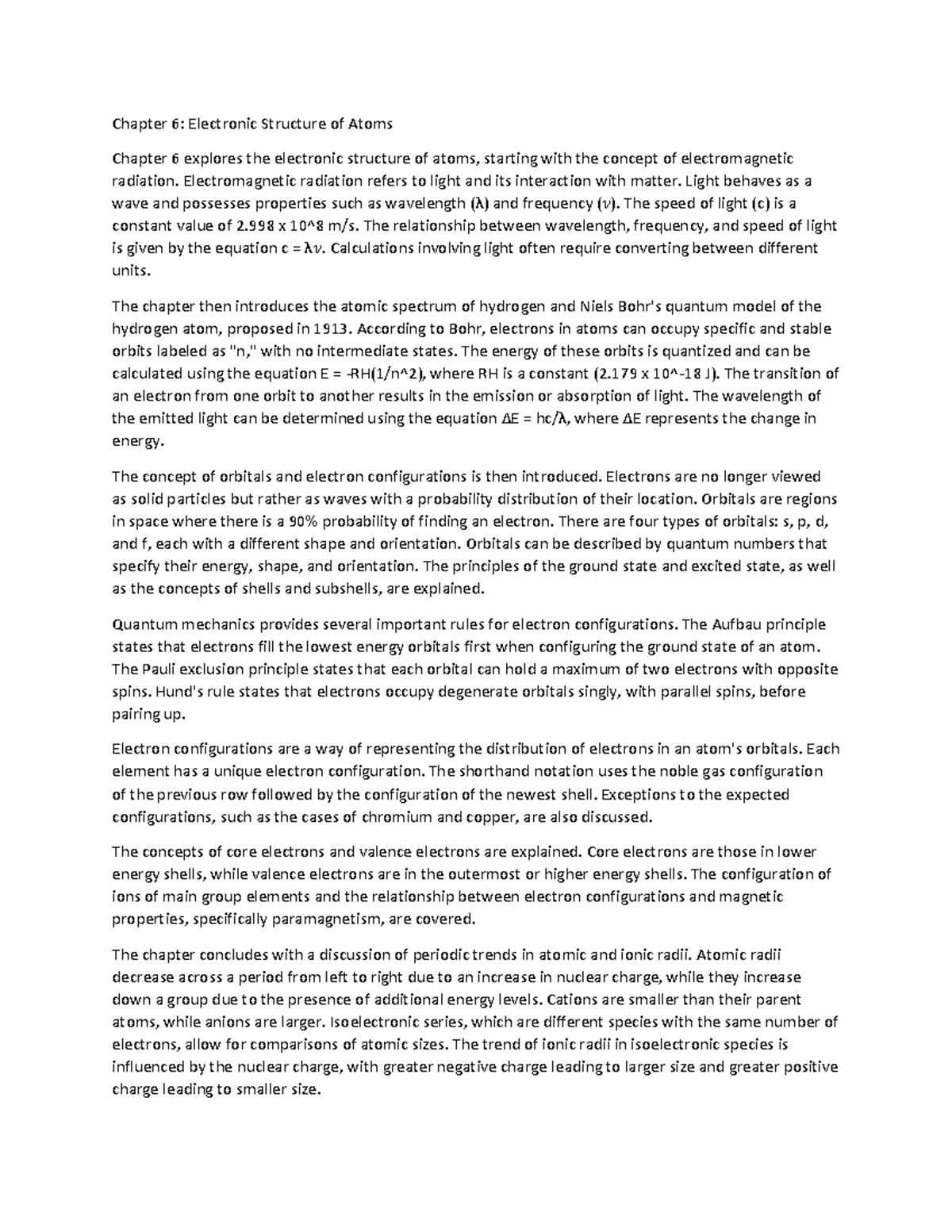 Chapter 6 Notes - CHEM 1465 - UT Arlington - Studocu
