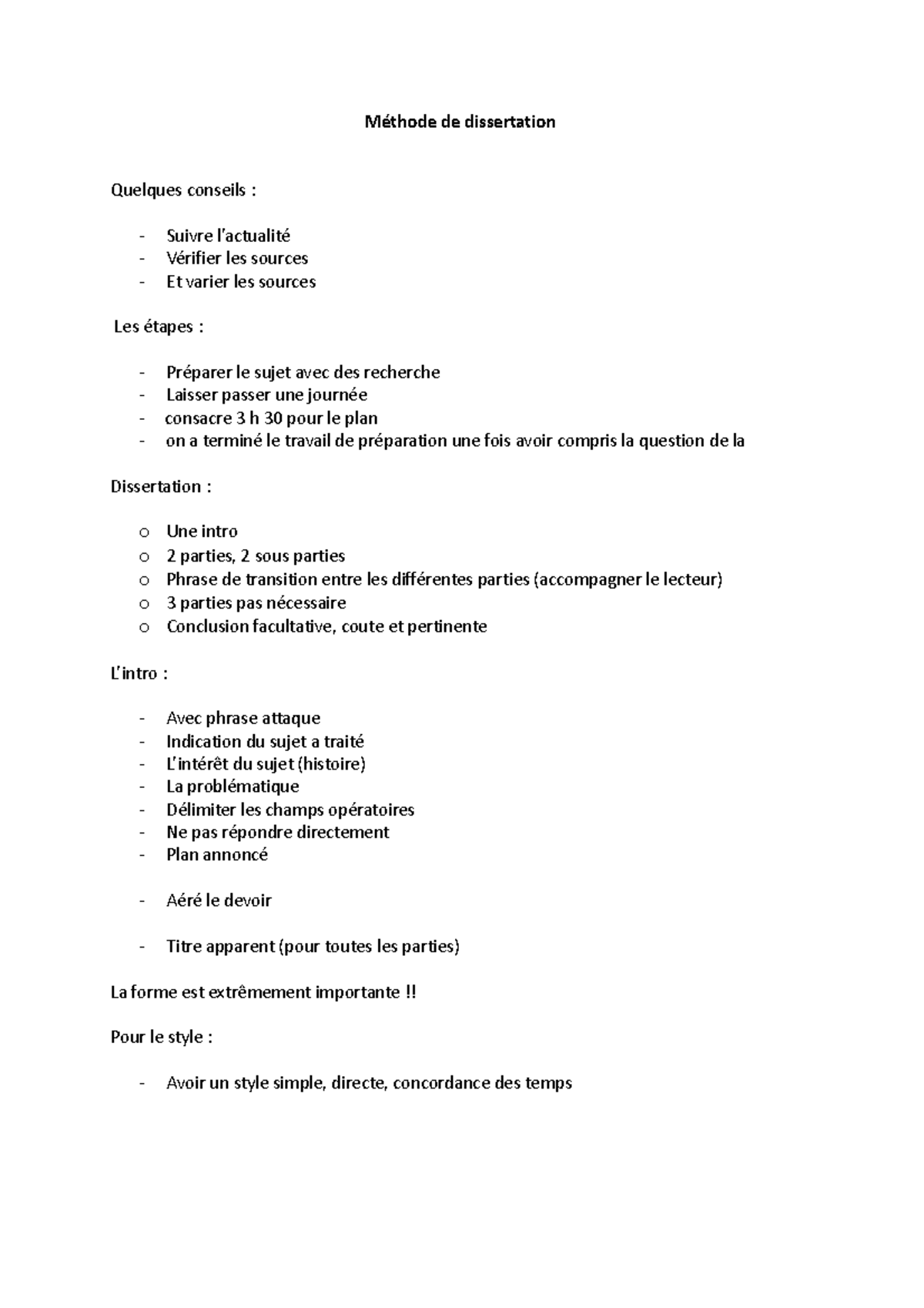 Méthode Dissertation - Méthode de dissertation Quelques conseils ...