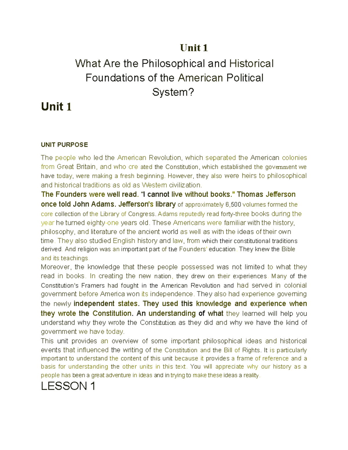 Lesson 1 - essay/notes for included topic - Unit 1 What Are the ...