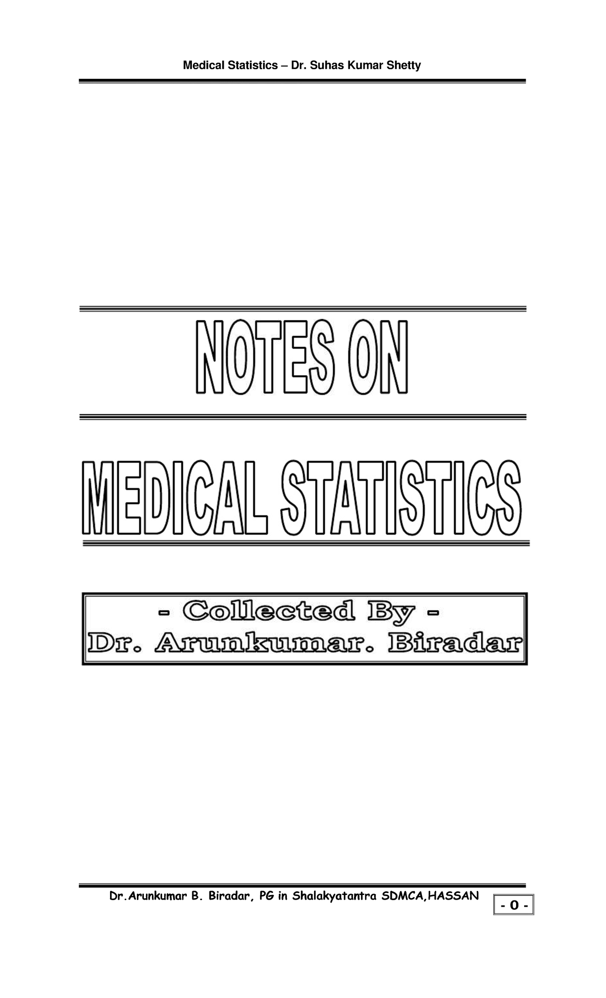 Med-stat compress - Medical Statistics – Dr. Suhas Kumar ShettyMedical ...