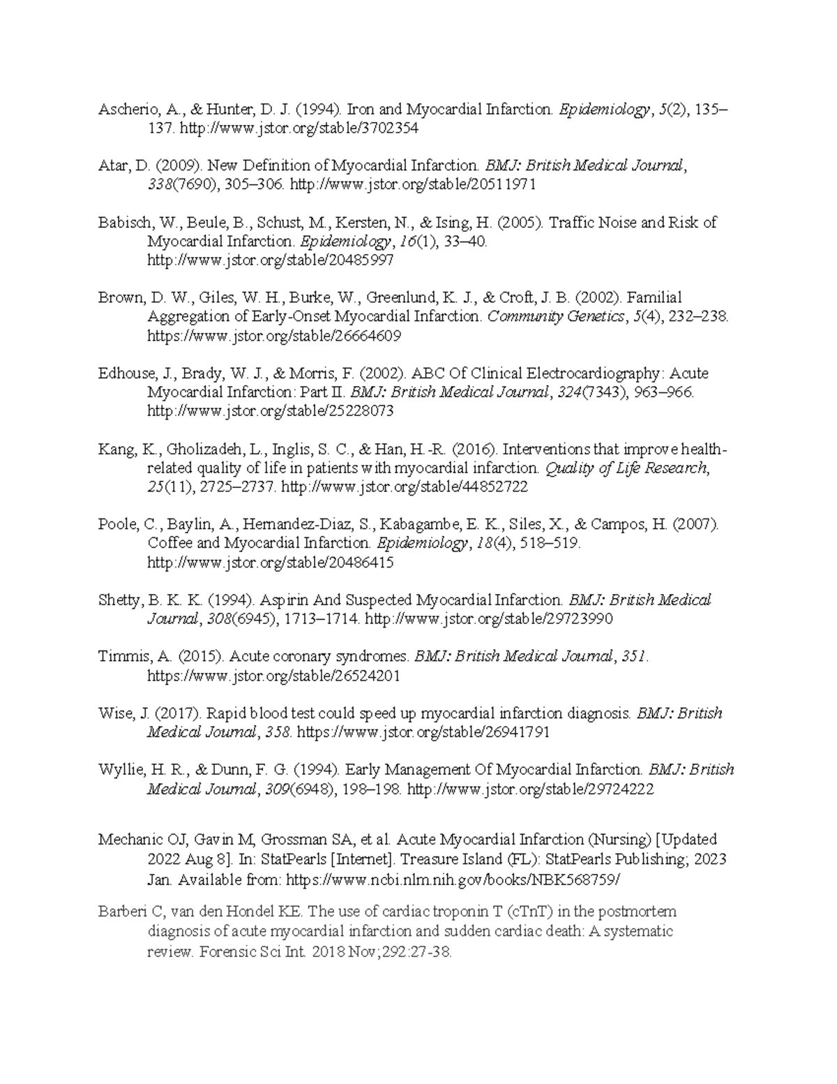 APA references - Paper - Ascherio, A., & Hunter, D. J. (1994). Iron and ...