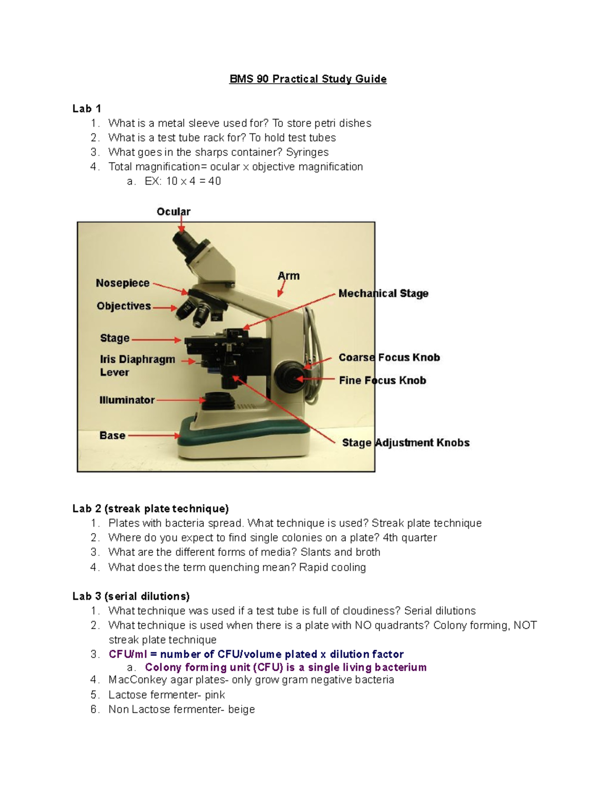 BMS 90 Practical Study Guide - BMS 90 Practical Study Guide Lab 1 1 ...