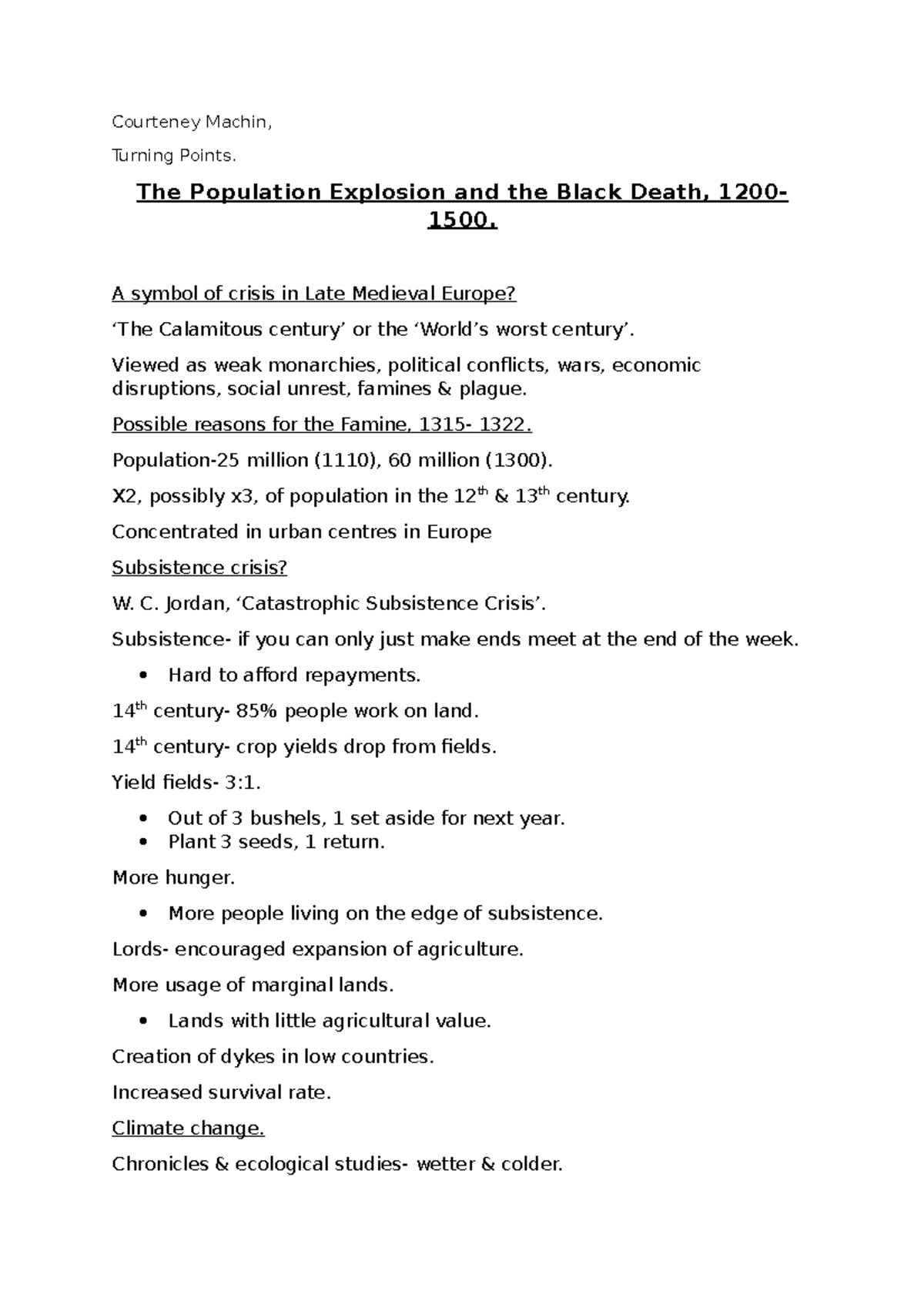 The Population Explosion and the Black Death, 1200- 1500 - Courteney ...