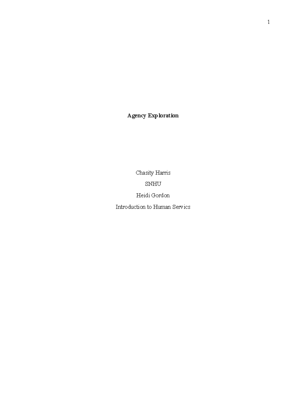 Agency Exploration - journal assignment - Agency Exploration Chasity ...