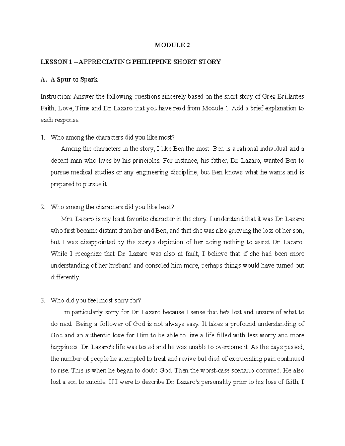 Lesson 2 - LECTURE NOTES OF LITERATURE CURRICULUM - MODULE 2 LESSON 1 ...