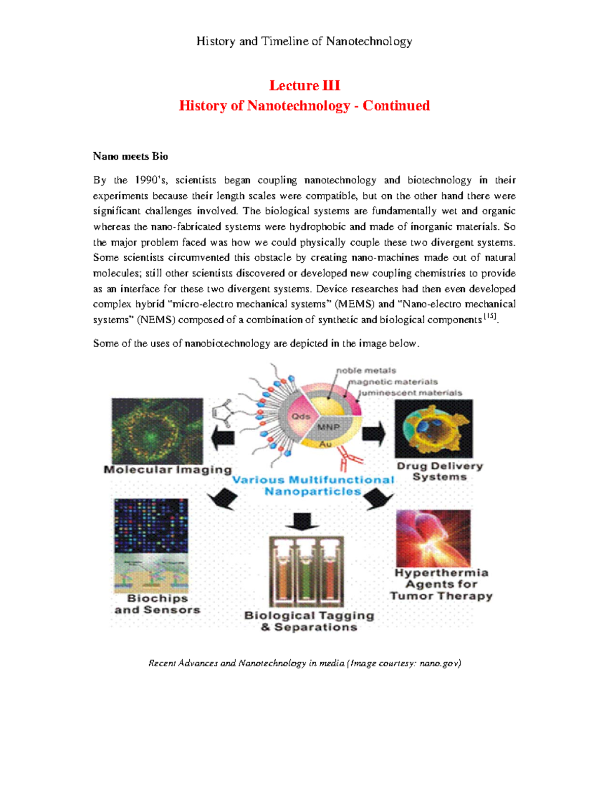 Lecture 3 - This introductory course provides students with a comprehensive overview of - Nano ...