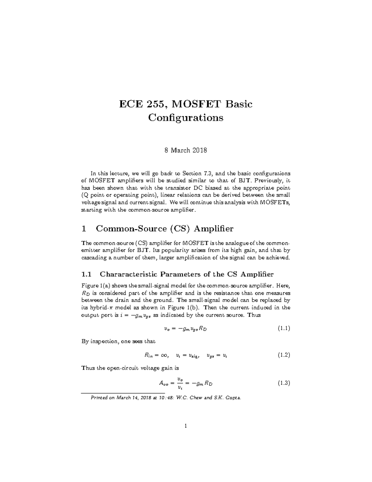 Common Source- Common Drain - ECE 255, MOSFET Basic Configurations 8 ...