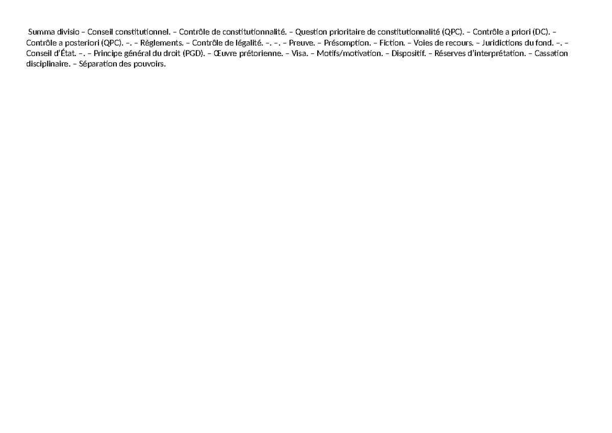 Fiche de révision - Lexique juridique - Summa divisio – Conseil ...