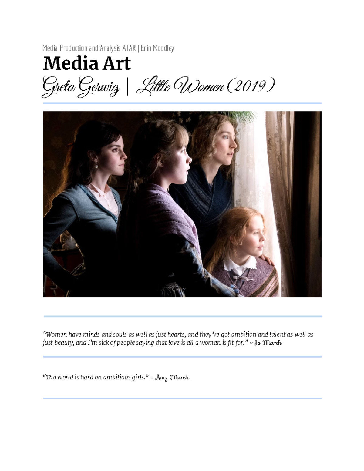 Little Women | Greta Gerwig - Media Production and Analysis ATAR | Erin ...