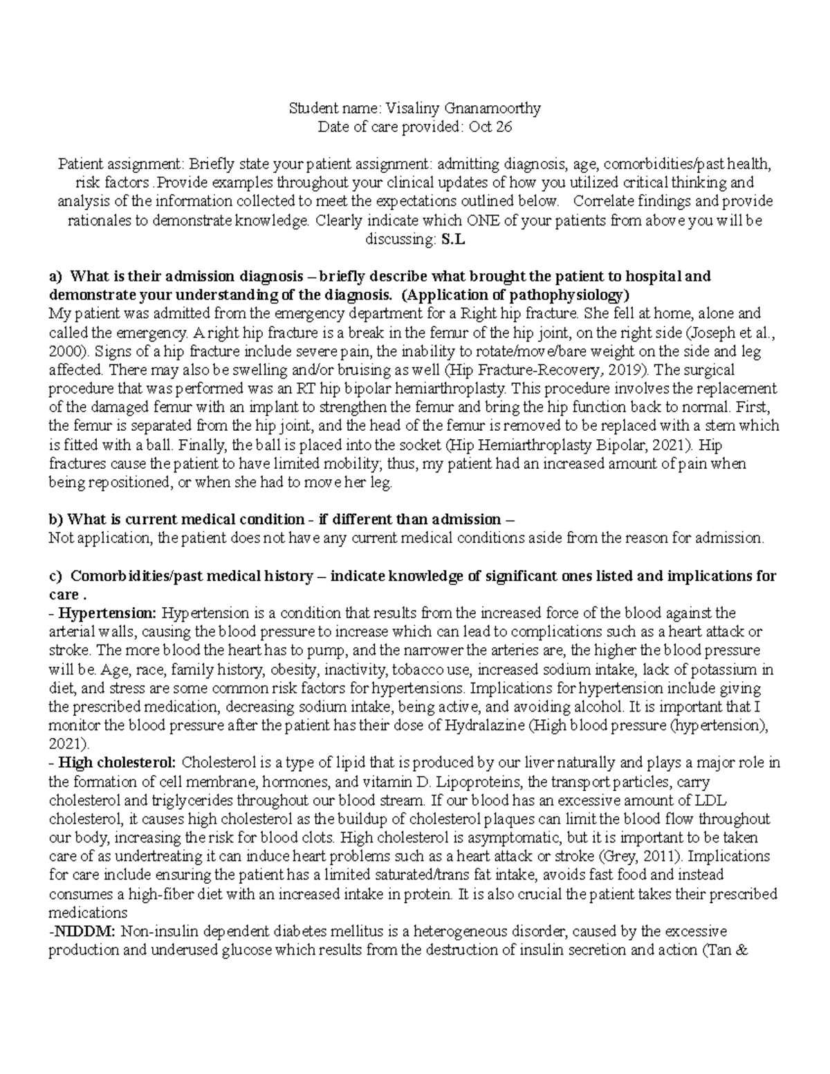 Clinical Update 3 - jkljl;jl;j - Student name: Visaliny Gnanamoorthy ...