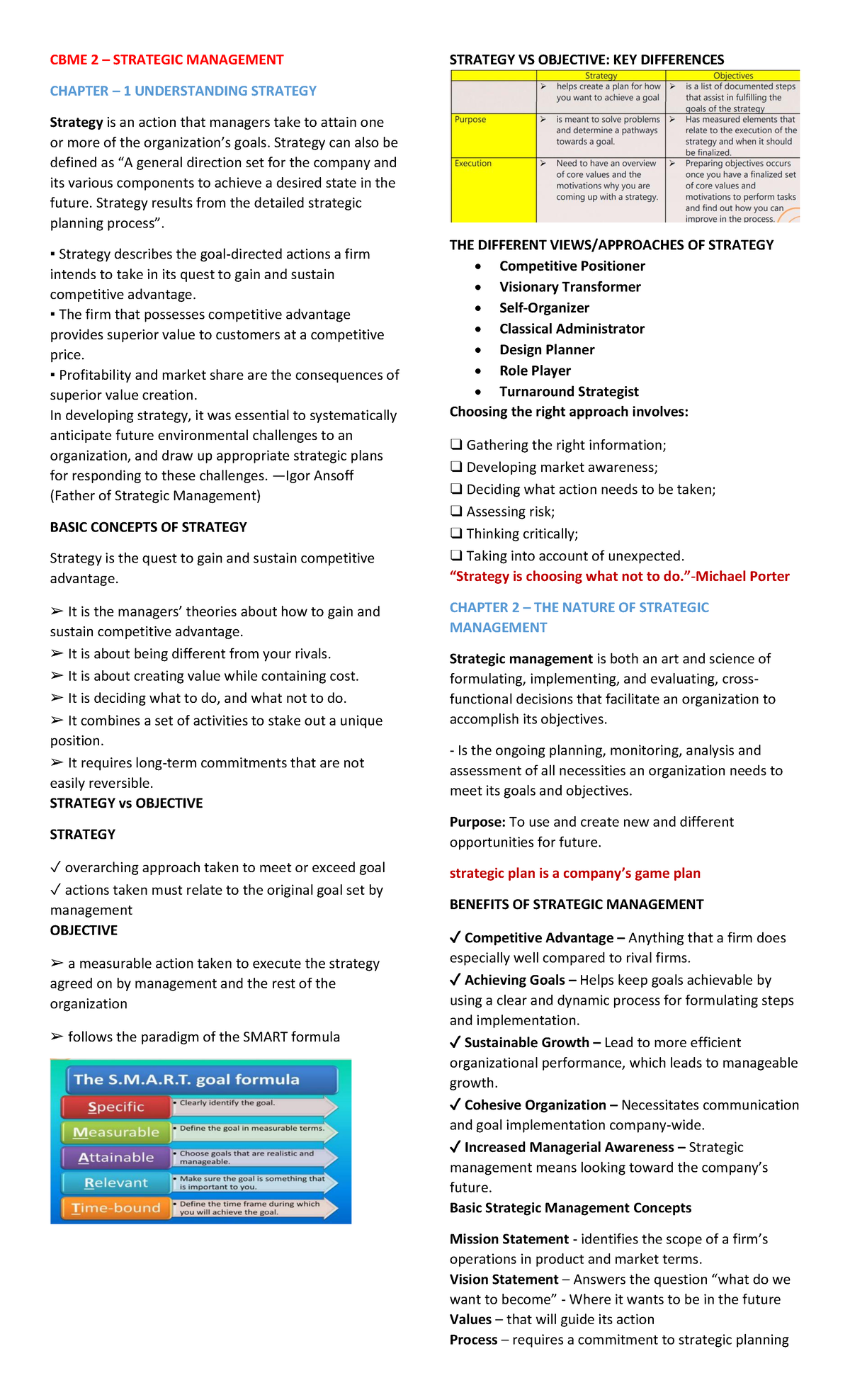 CBME- Reviewer - ZZX Cs - CBME 2 – STRATEGIC MANAGEMENT CHAPTER – 1 ...