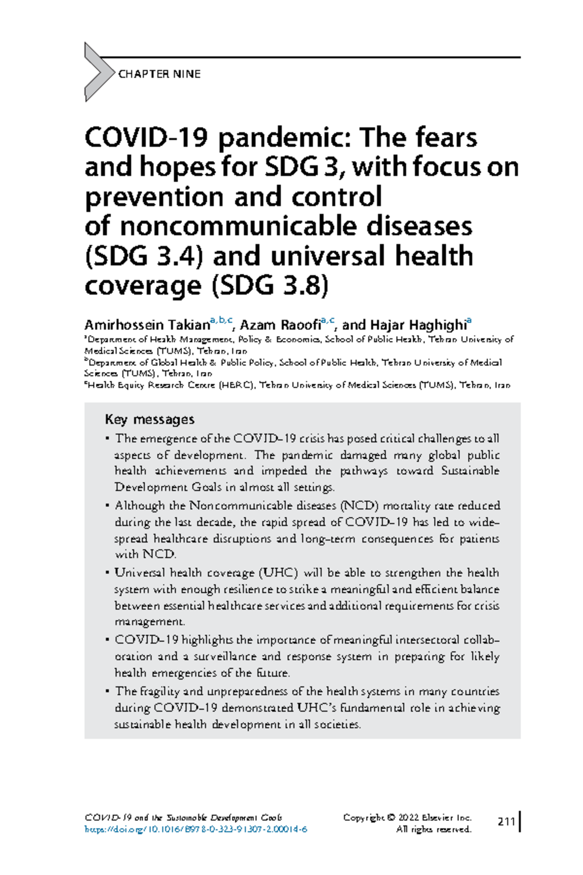 Article SDG 3 Covid-19 pandemic The fears and hopes for SDG 3 - CHAPTER ...