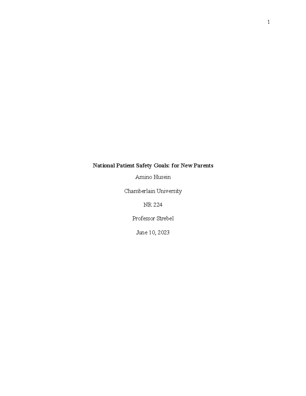 RUA NR 224 - RUA - National Patient Safety Goals: for New Parents Amino ...