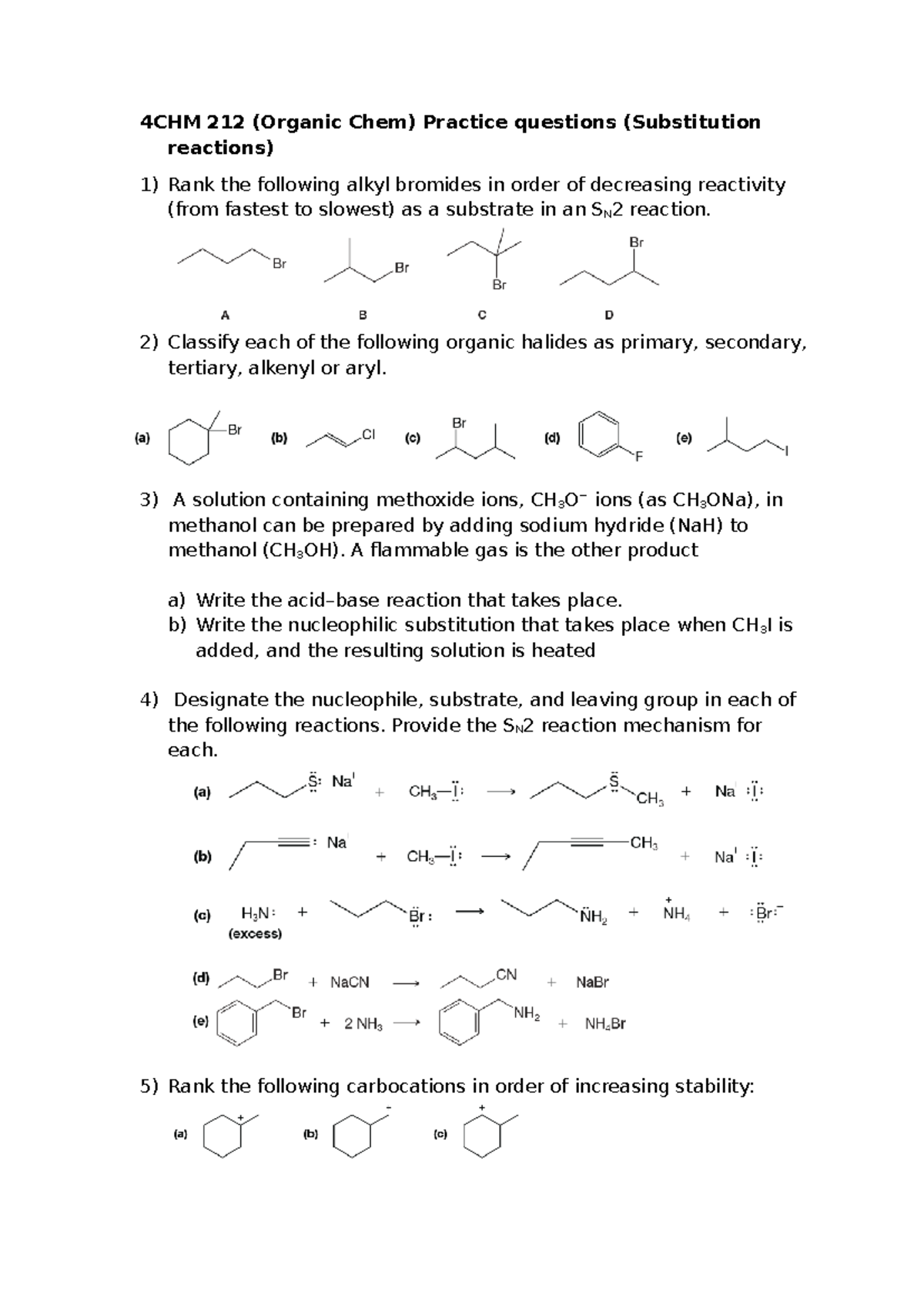Practi~1 - Practice SN2 reaction - 4CHM 212 (Organic Chem) Practice ...