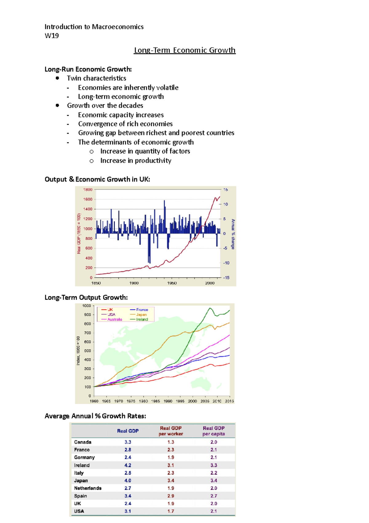 Introduction to macroeconomics - W Long-Term Economic Growth Long-Run ...