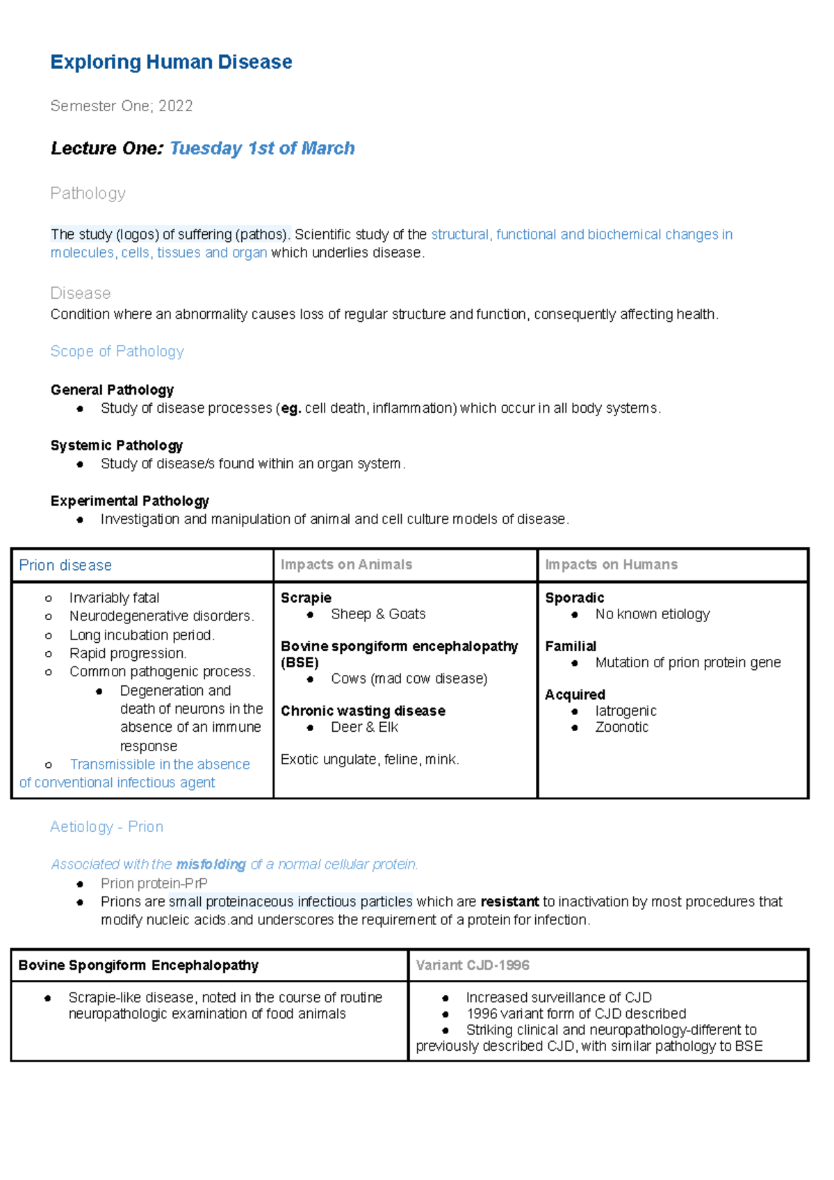 Exploring Human Disease Lecture Notes - Exploring Human Disease ...