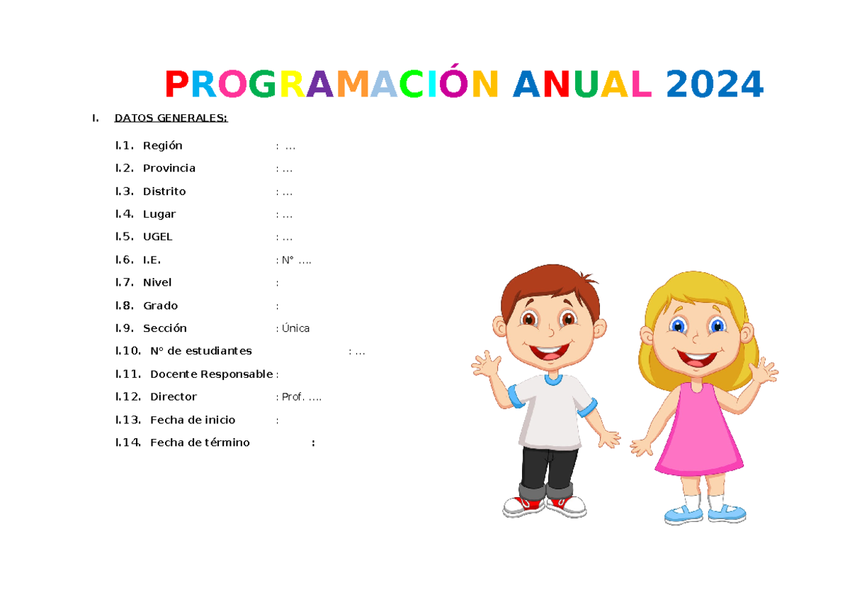 Programacion Anual Segundo Grado 2024 Compartir - PROGRAMACIÓN ANUAL 2024 I. DATOS GENERALES: I ...