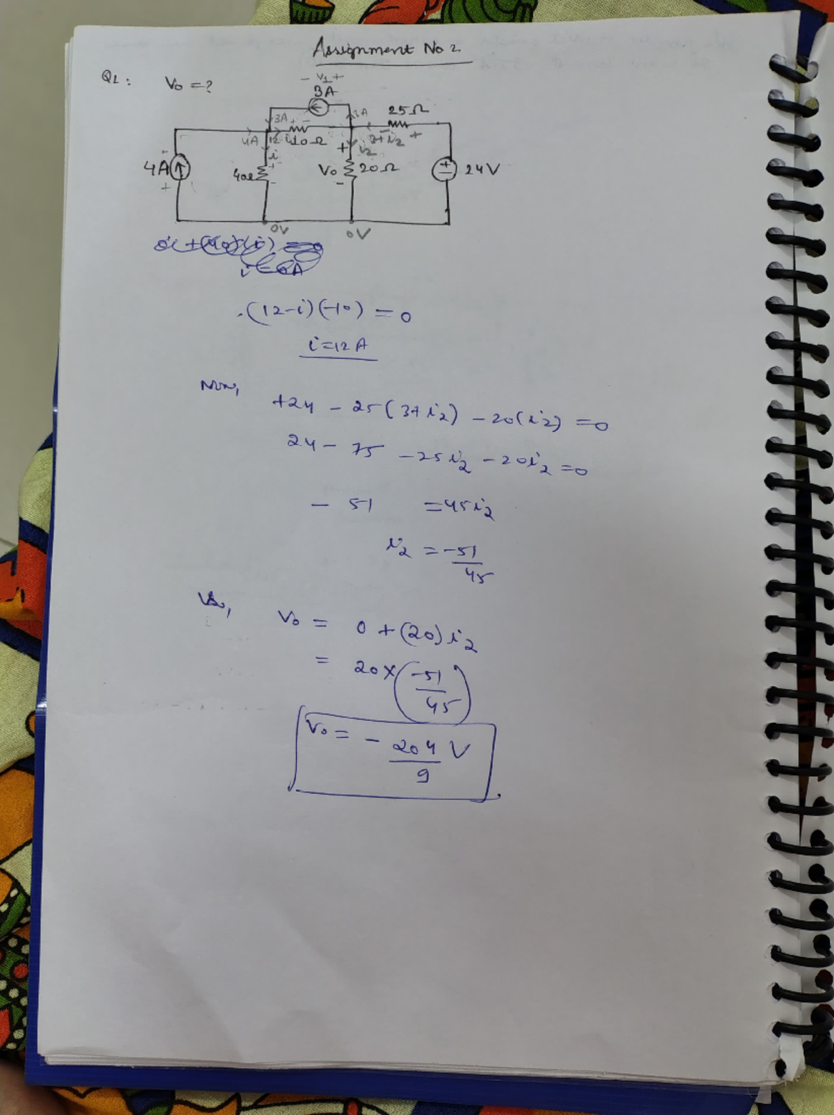 Electrical Circuits - 4A) 3A ####### Assrment No 2 Vt 3A A 25 Vo 2o n ...