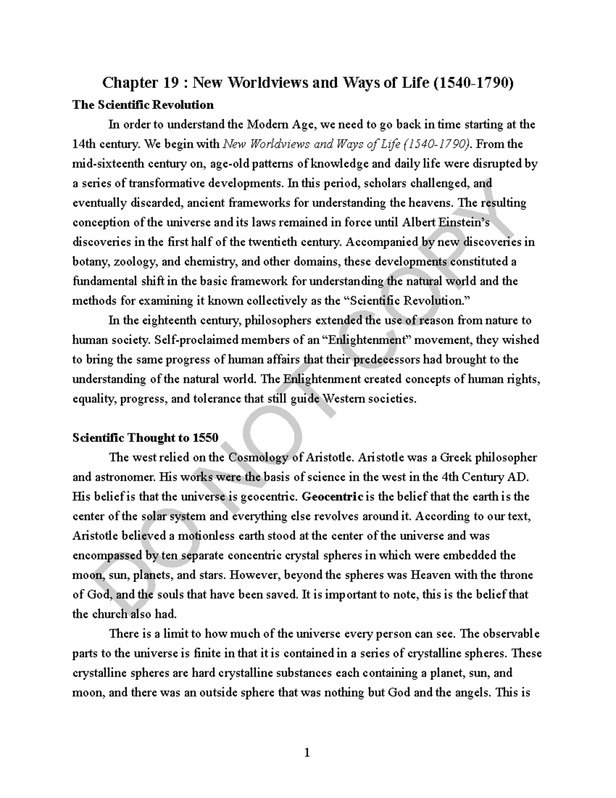 Chapter 19 and 22 History 1010 Module 1 Lecture Notes - DO NOT COPY ...