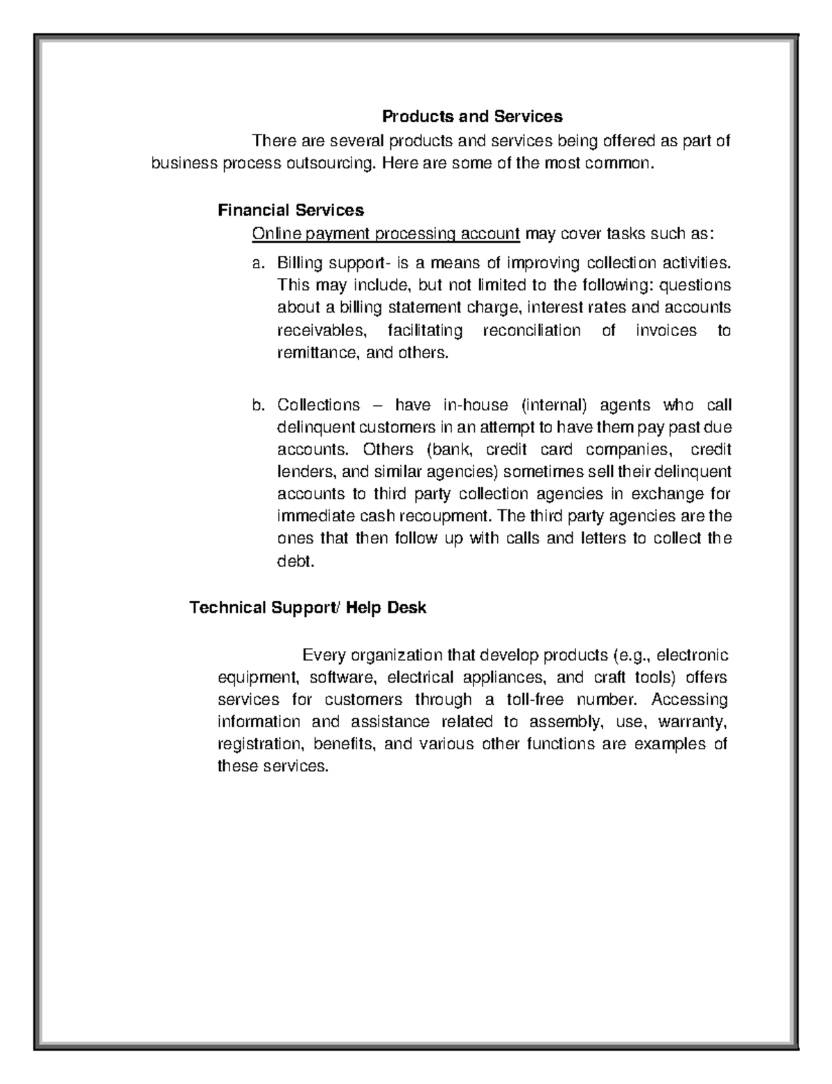 Week 011-013 Products AND Services - Products and Services There are ...