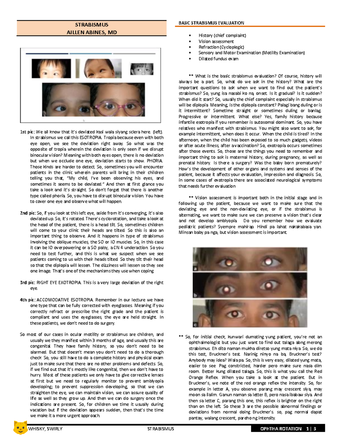 6 - Strabismus (with recording) - WHISKY, SWIRLY STRABISMUS OPHTHA ...