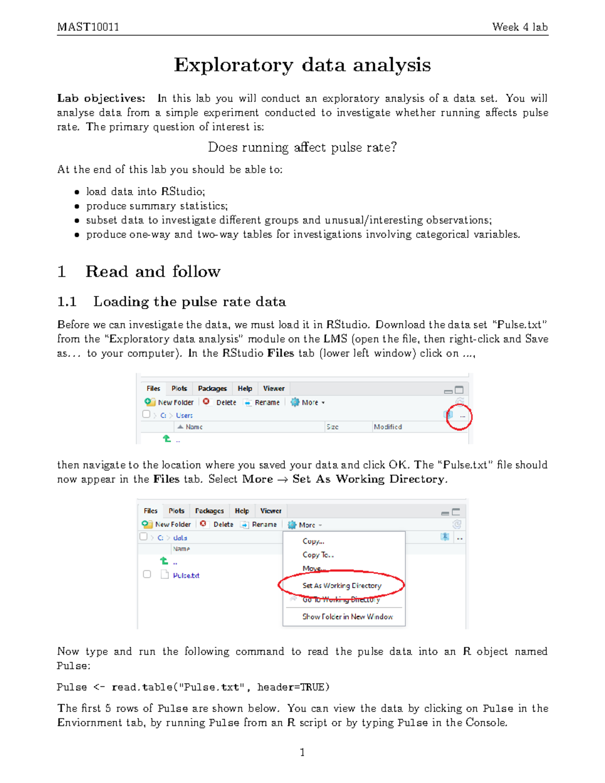 Lab wk4 - lab - Exploratory data analysis Lab objectives: In this lab you will conduct an - Studocu