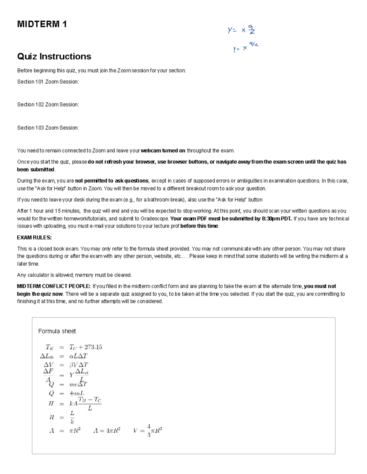 Sample Midterm 3 - MIDTERM 1 Quiz Instructions Before beginning this quiz, you must join the ...