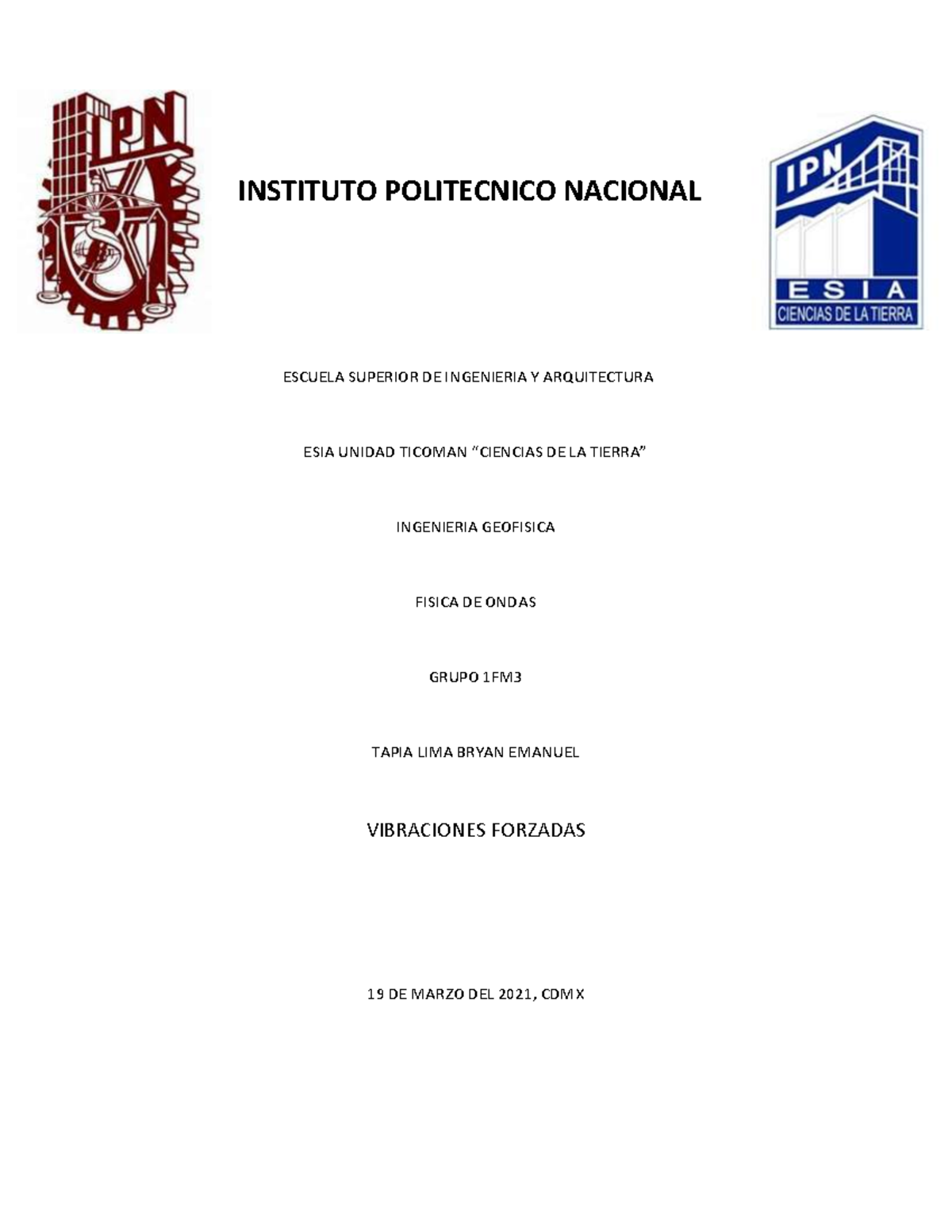 T8 Vibraciones Forzadas Y Resonancia - Física De Ondas - INSTITUTO POLITECNICO NACIONAL ESCUELA ...