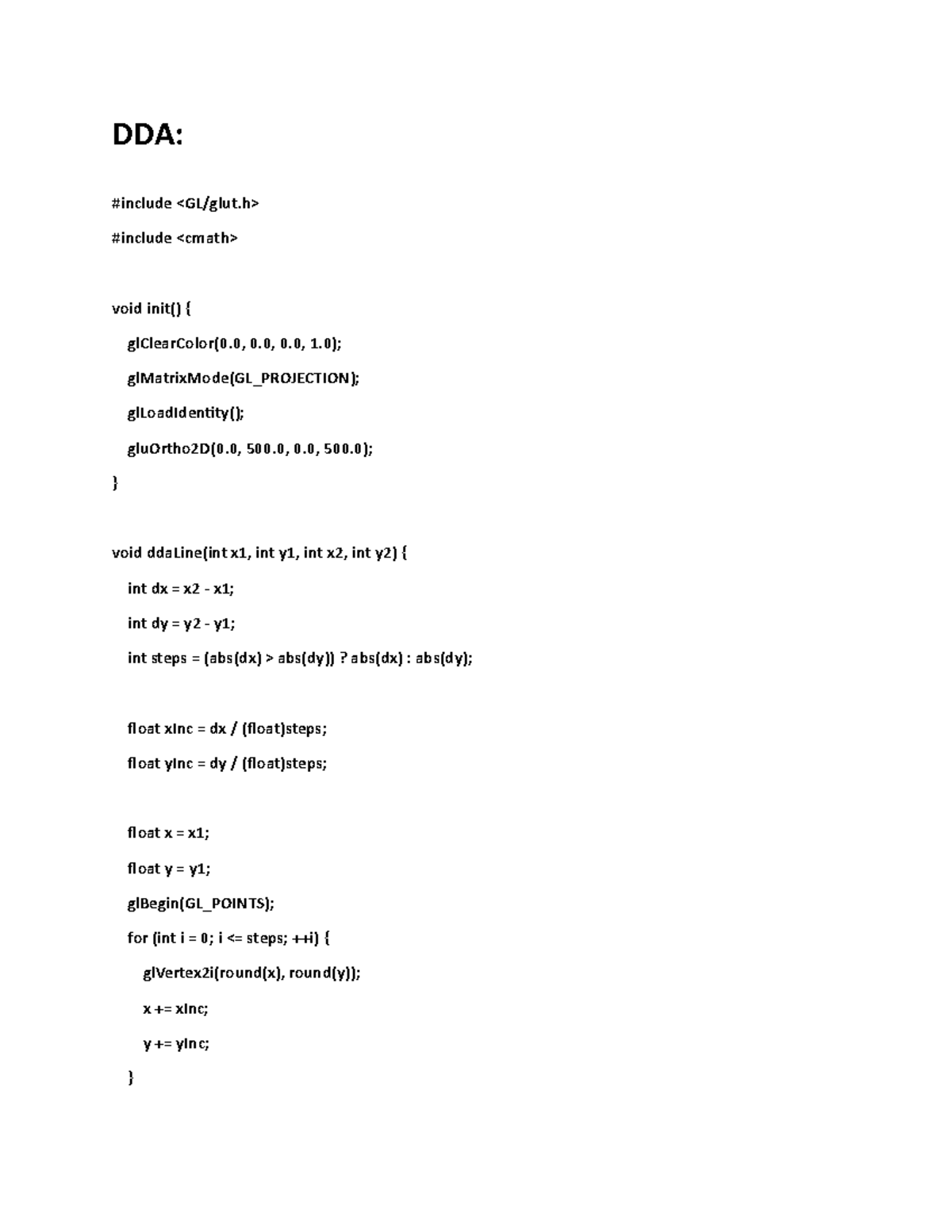 DDA&Bresenham - computer - DDA: #include #include void init() { - Studocu
