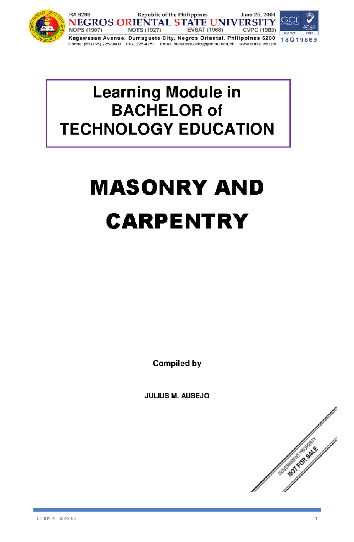 Module-TECH-2C ( Dayot, Bernardo JR. K - MASONRY AND CARPENTRY Compiled ...