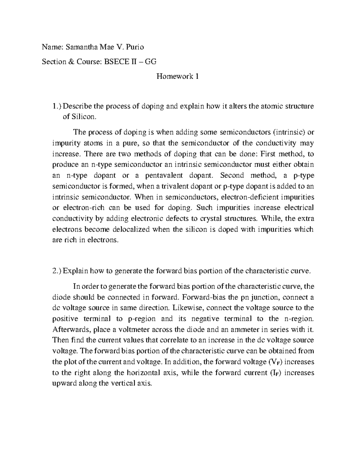 Homework 1- Purio, Samantha Mae V - Name: Samantha Mae V. Purio Section ...