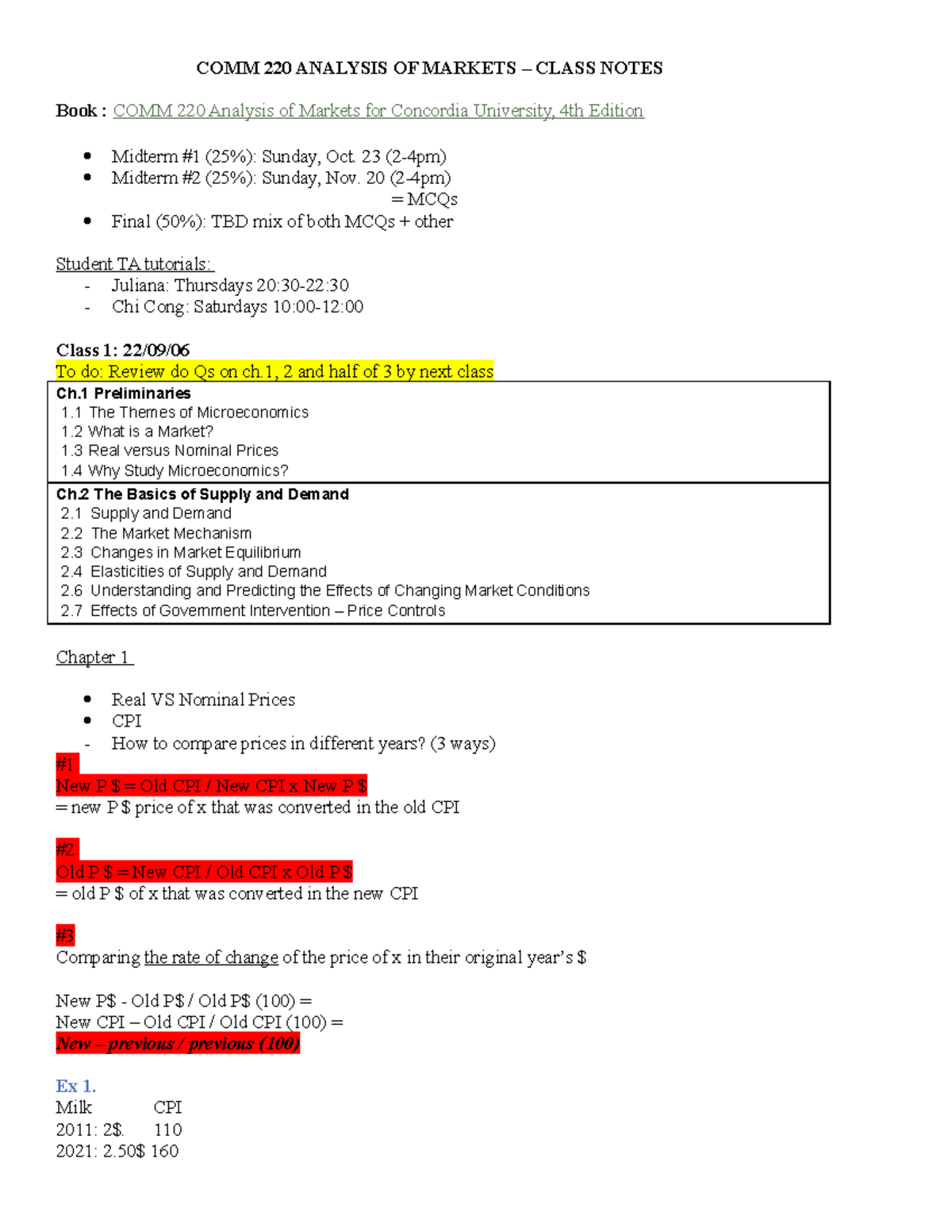COMM 220 - Class Notes - COMM 220 ANALYSIS OF MARKETS – CLASS NOTES ...