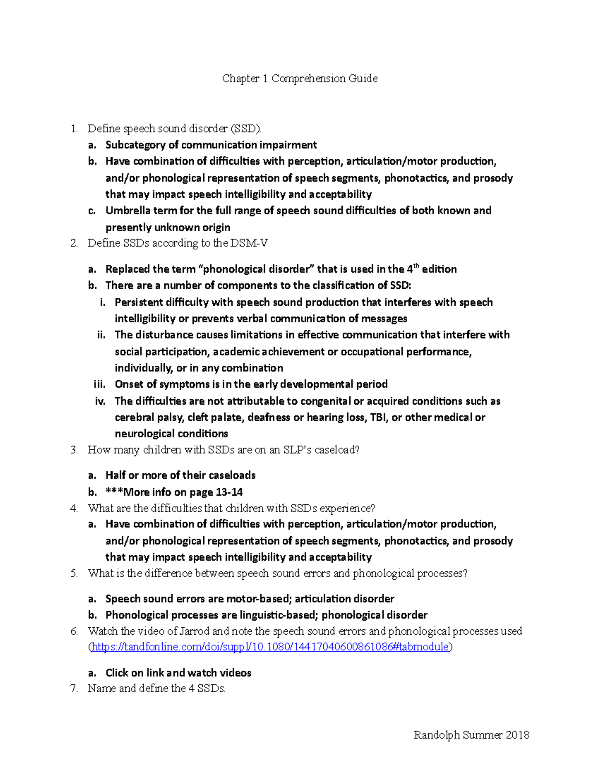 Chpt. 1 Comp. Guide - Chapter 1 Comprehension Guide Define speech sound ...