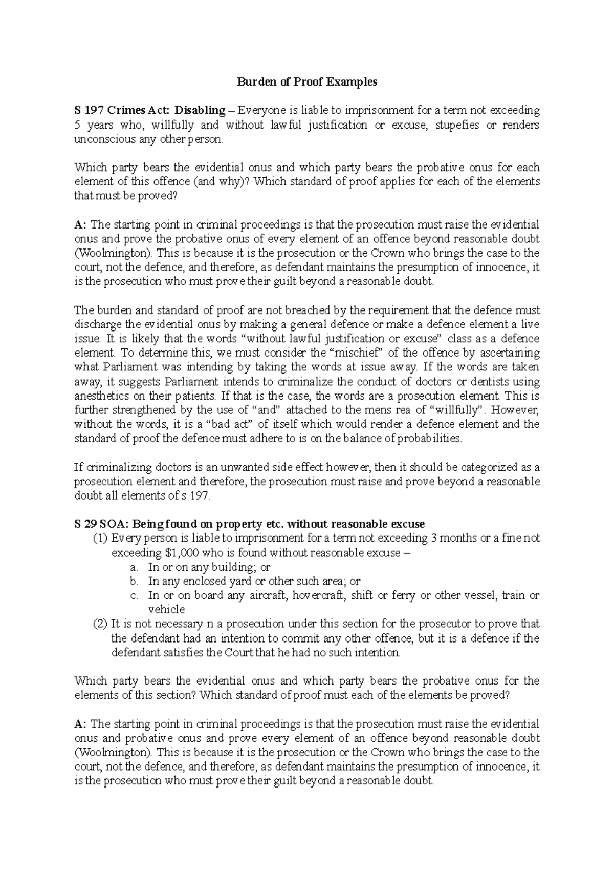Burden of Proof Examples 2020 - Burden of Proof Examples S 197 Crimes ...