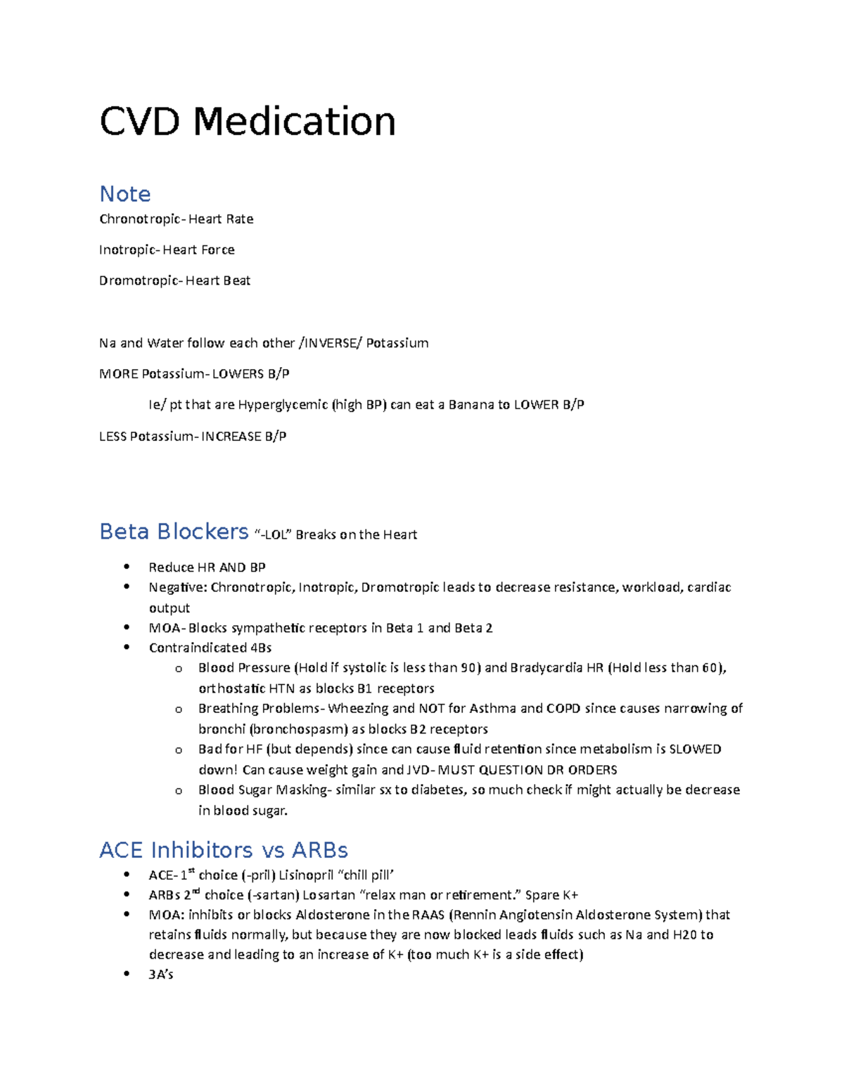CVD Medications - cvd meds - GNRS 576 - Studocu