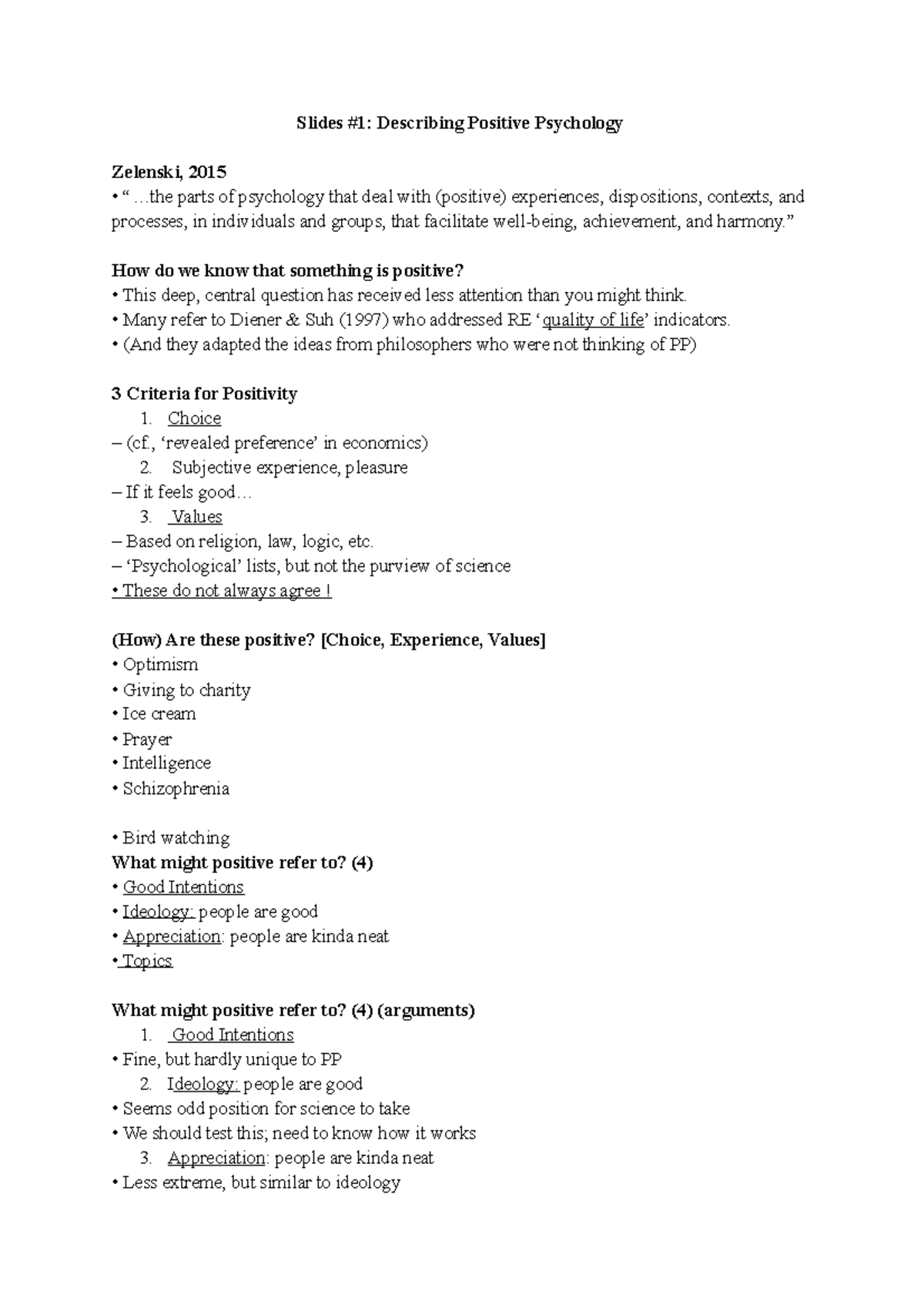 Midterm Notes - Slides #1: Describing Positive Psychology Zelenski ...