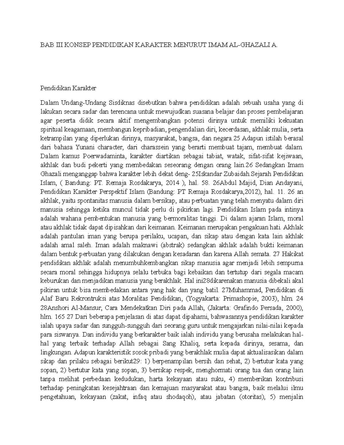 BAB III Konsep Pendidikan Karakter Menurut IMAM AL - BAB III KONSEP PENDIDIKAN KARAKTER MENURUT ...